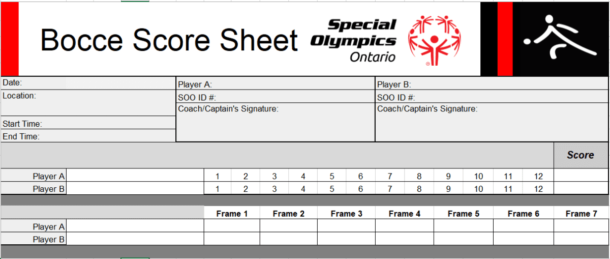 Score Sheet – Bocce Individual Game | Resource Library